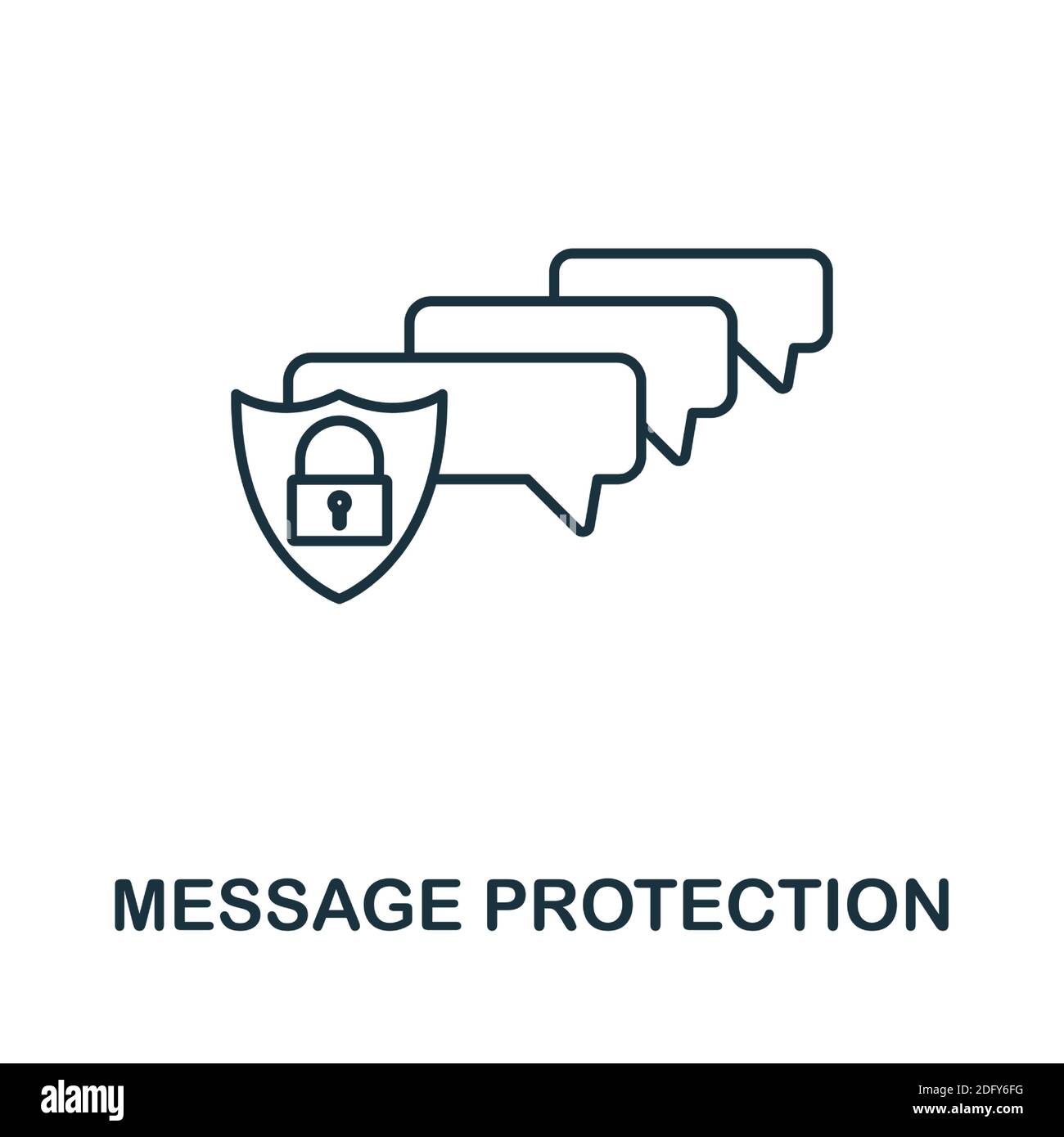 Message Protection icon. Line style element from gdpr collection. Thin ...