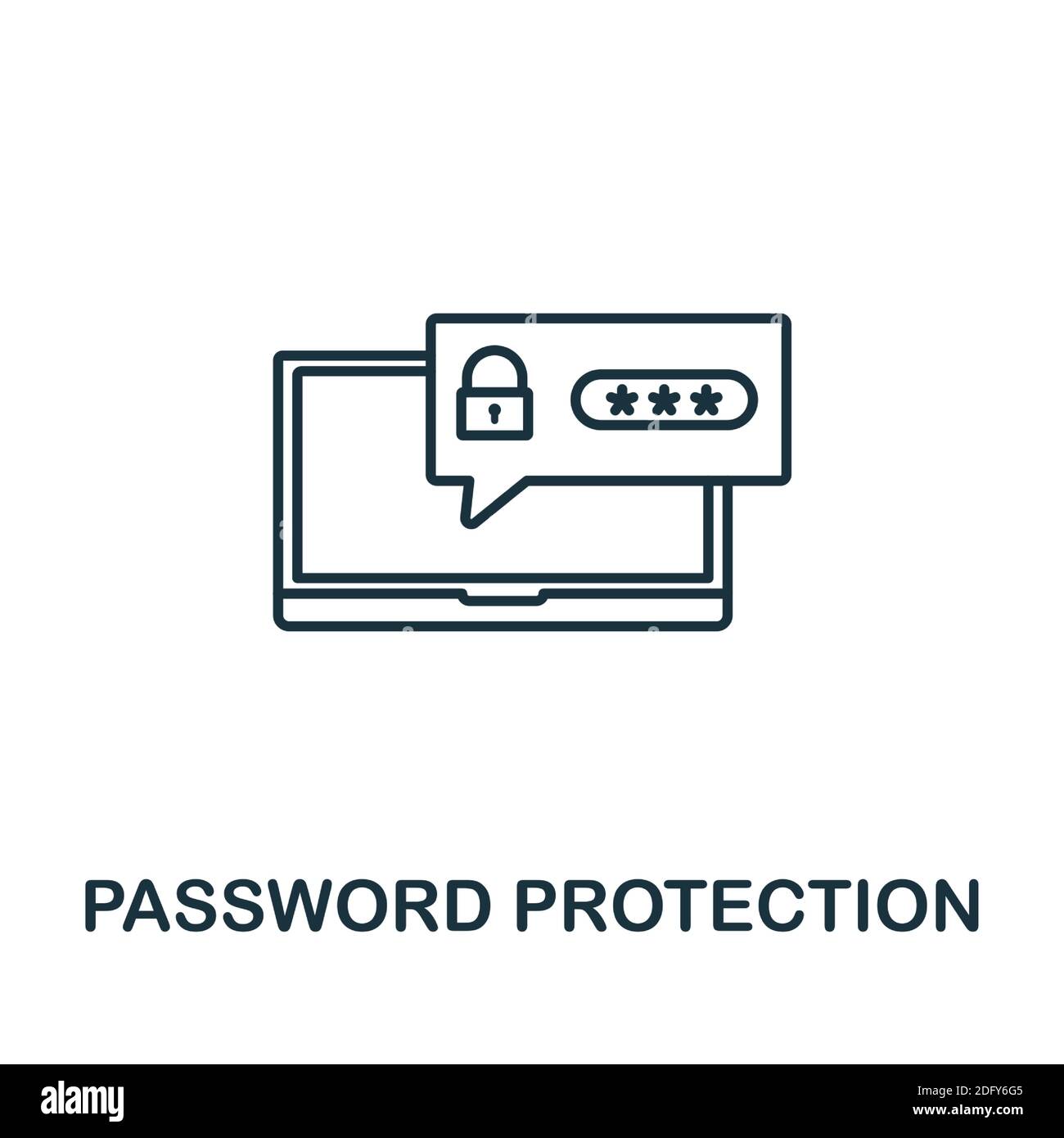 Password Protection icon. Line style element from gdpr collection. Thin ...