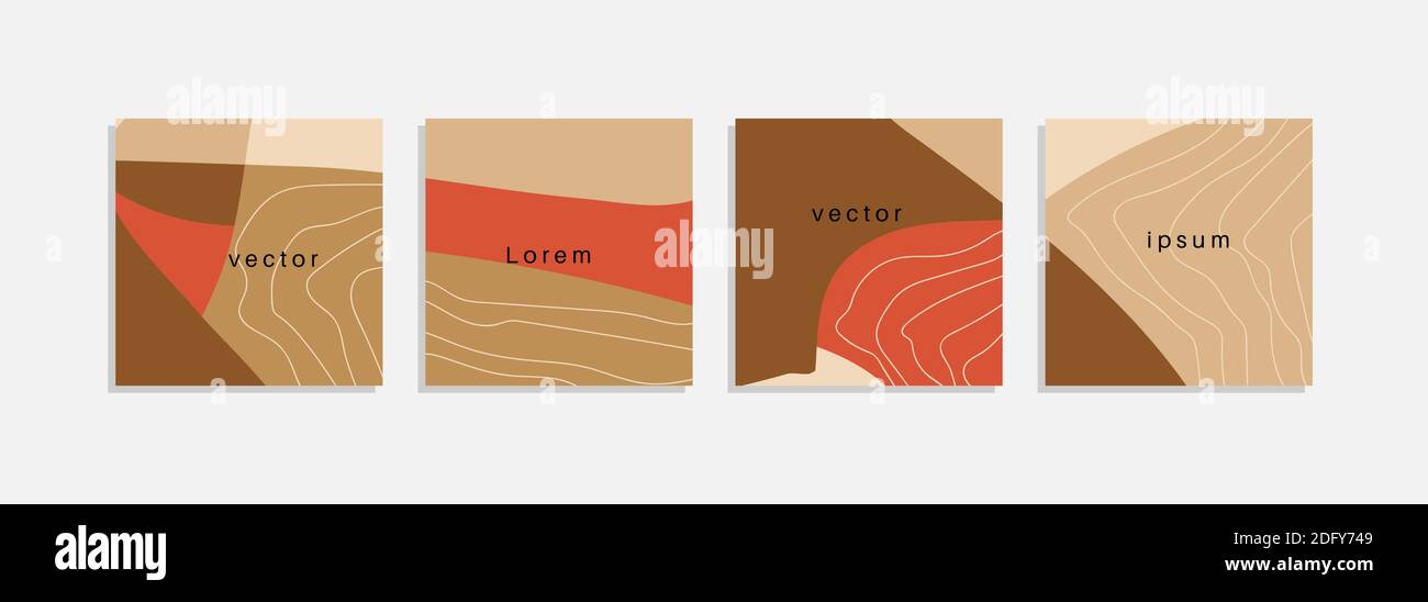 Vector set of minimal backgrounds with abstract organic shapes, hand ...