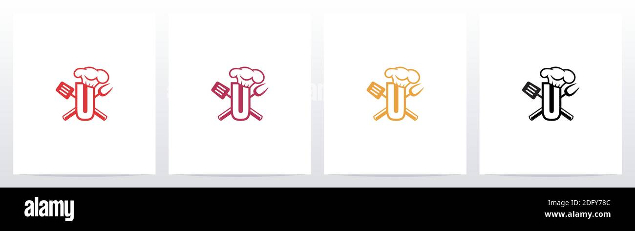 Spatula And Chef Hat On Letter Logo Design U Stock Vector Image & Art ...