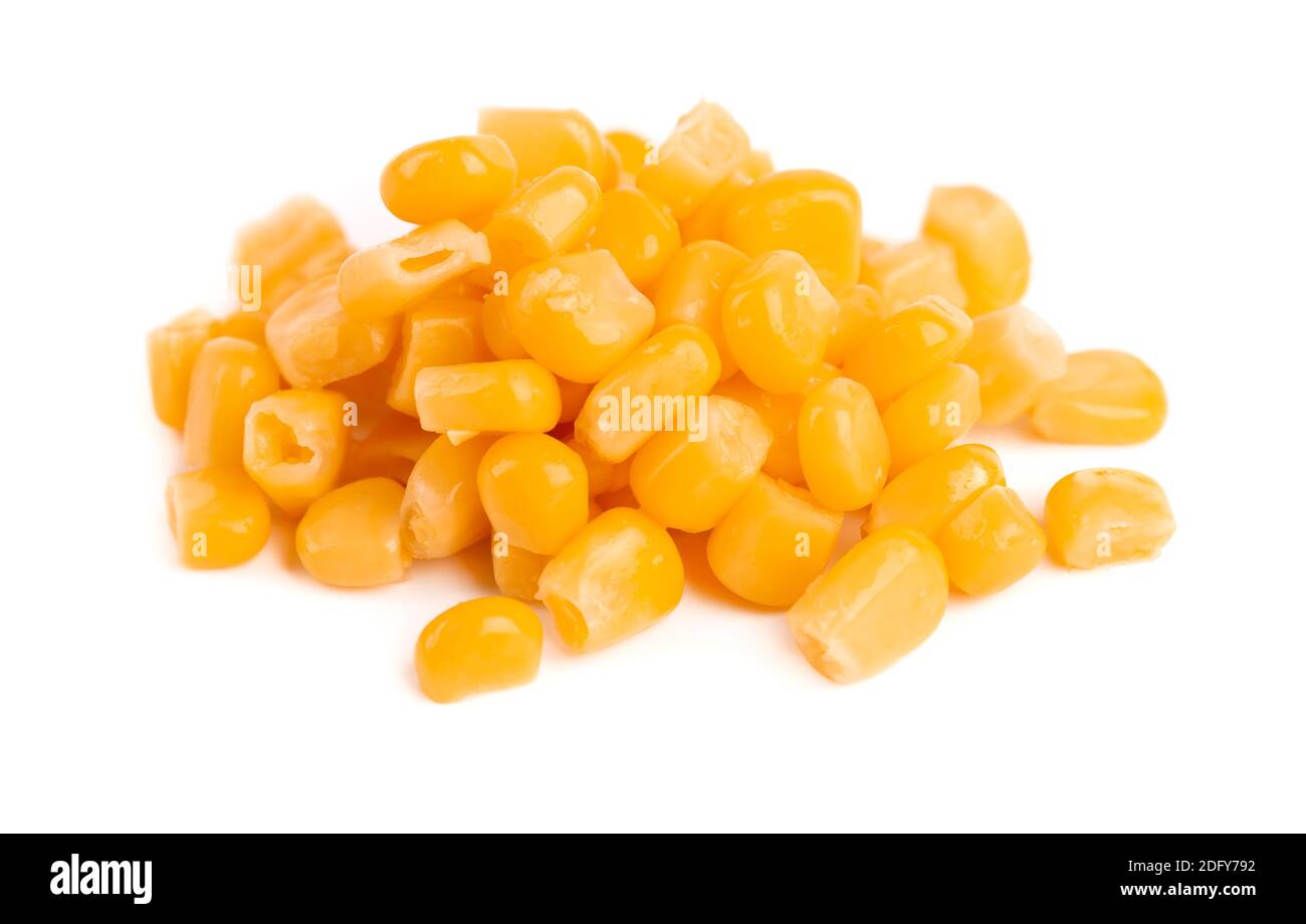 Canned sweet corn isolated on white background. Pickled corn Stock ...