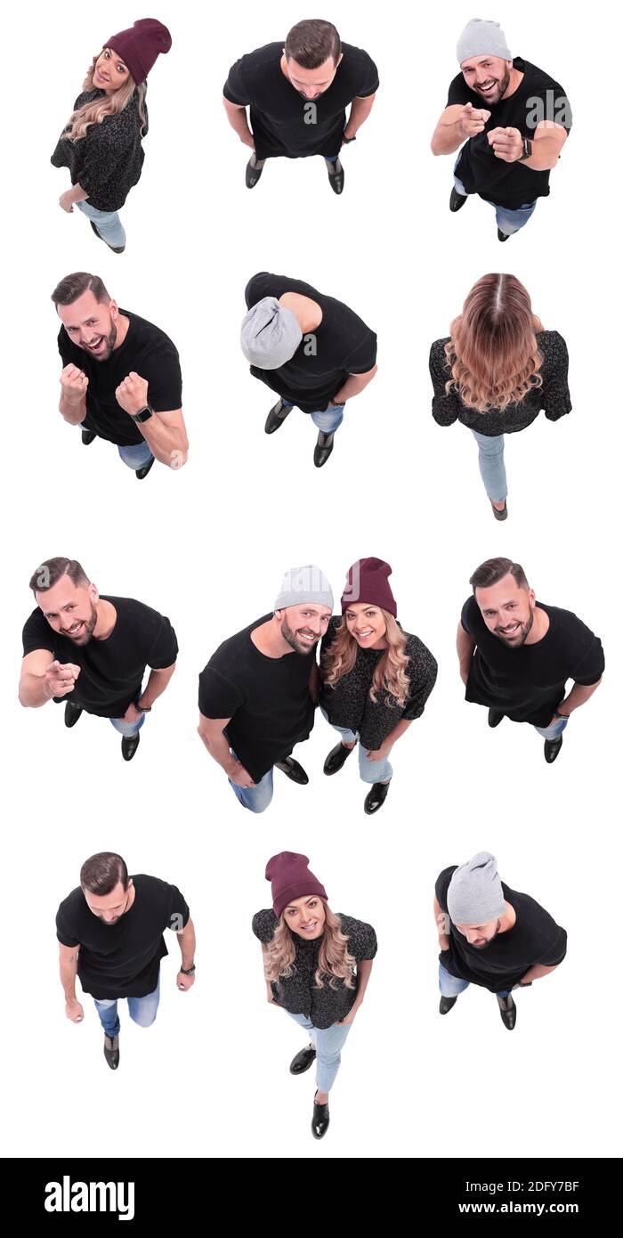 top view. image of modern different young people Stock Photo - Alamy