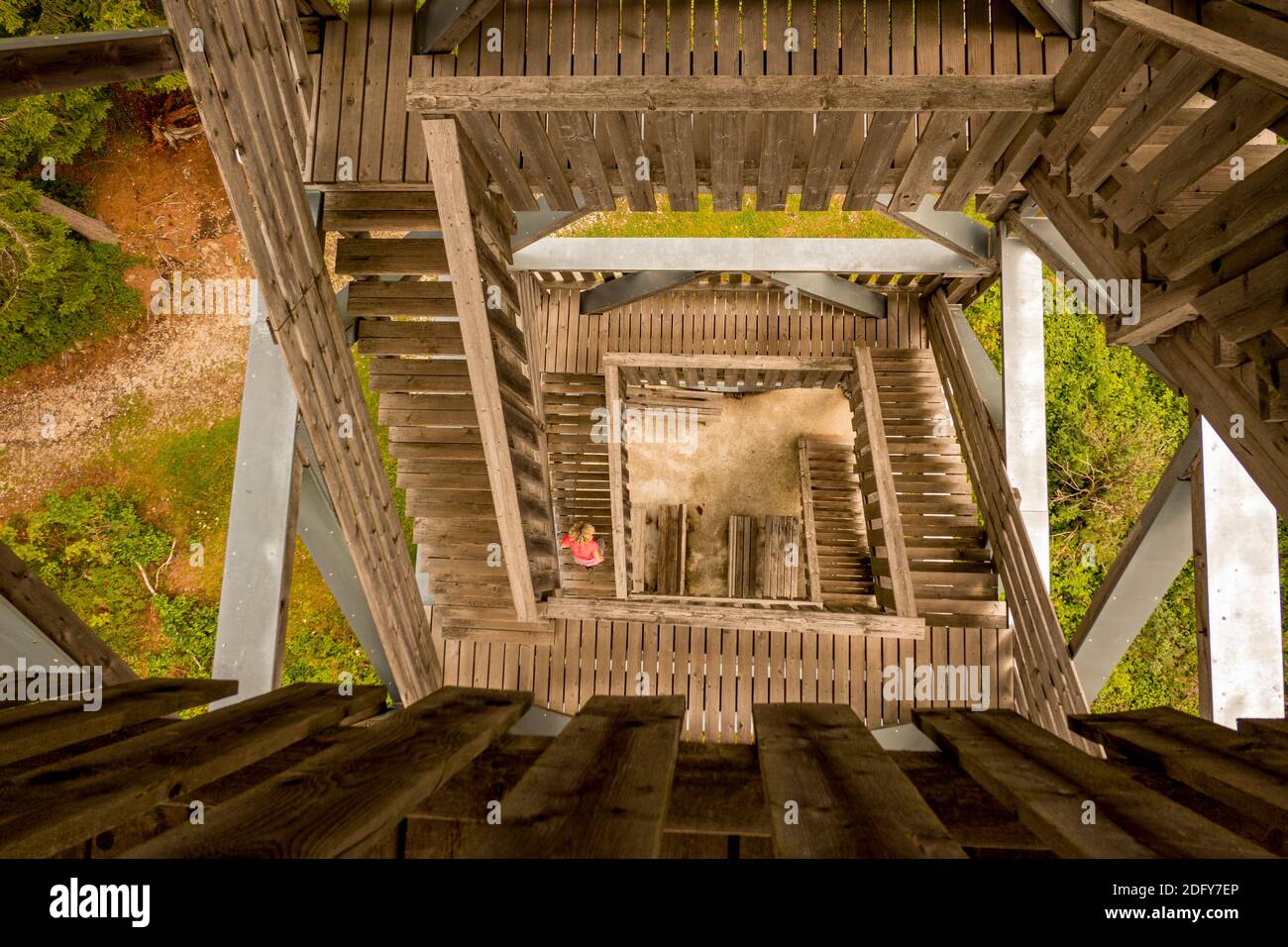 wooden observation tower with steep ladder Stock Photo - Alamy