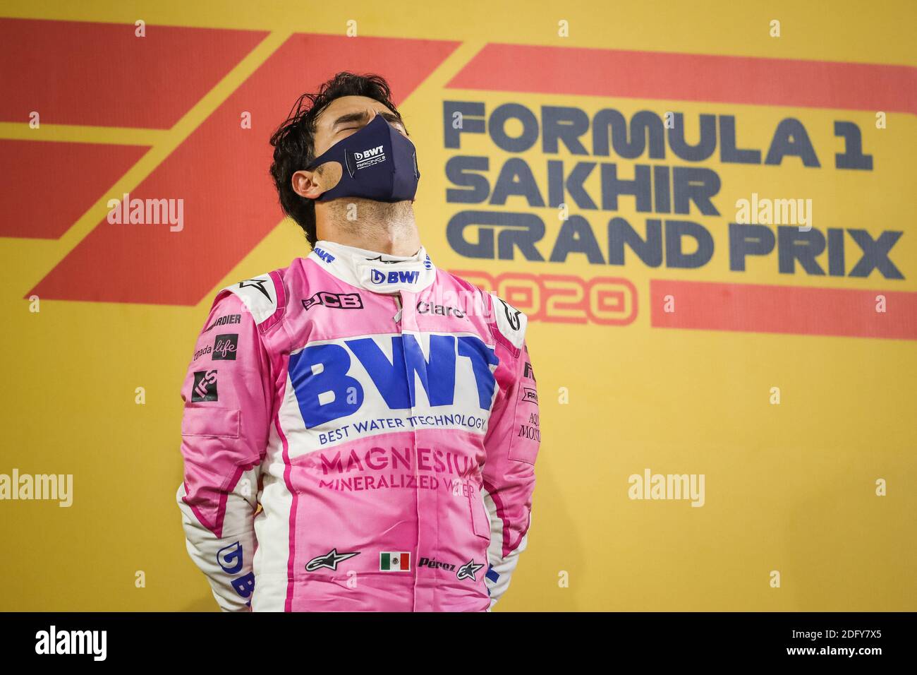 podium PEREZ Sergio (mex), Racing Point F1 RP20, portrait, first win ...