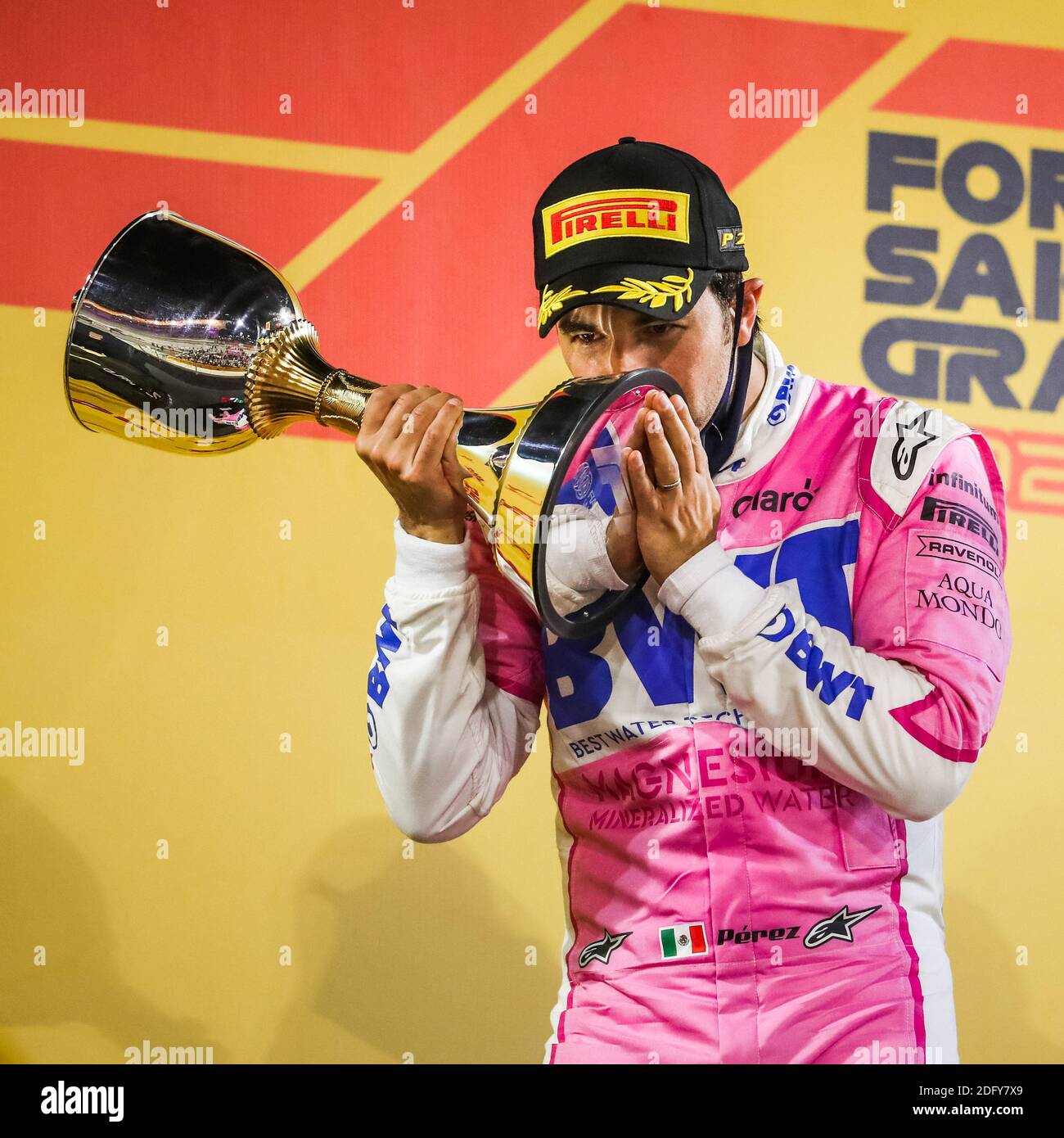 podium PEREZ Sergio (mex), Racing Point F1 RP20, portrait, first win ...