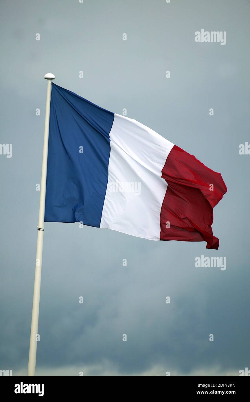 French Flag in the Wind Stock Photo - Alamy