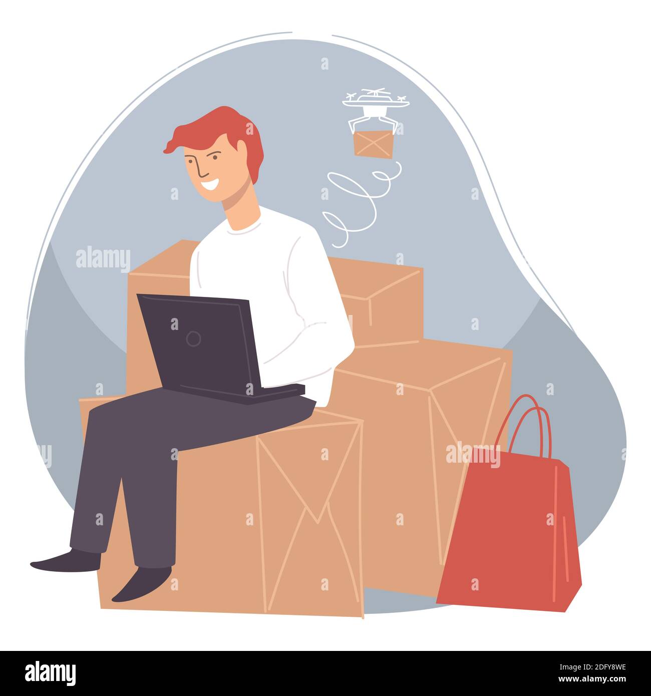 Ordering and shopping online using laptop vector Stock Vector Image ...