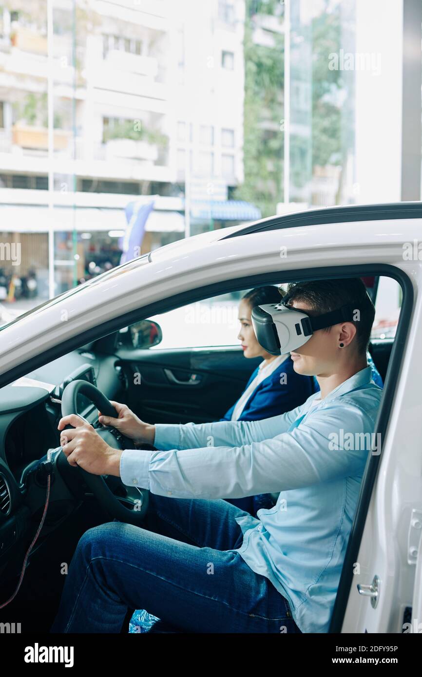 Virtual reality test drive Stock Photo - Alamy