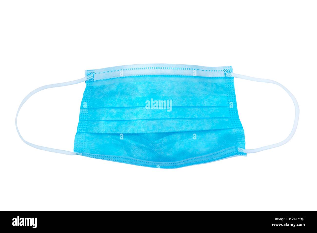 Blue medical nonwoven fabric face mask isolated on white. Surgical ...