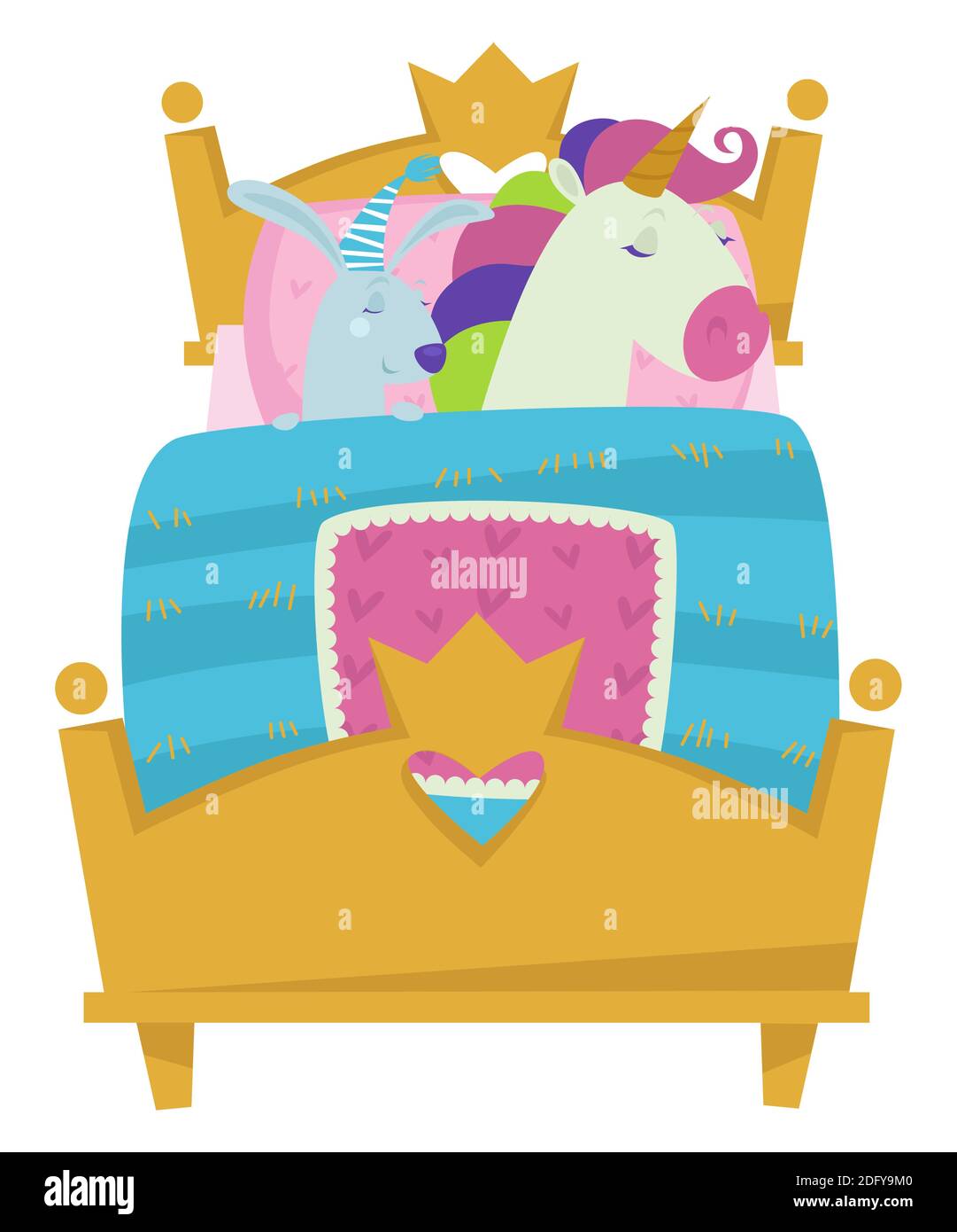 Sleeping unicorn and rabbit, fairy tale characters Stock Vector Image ...