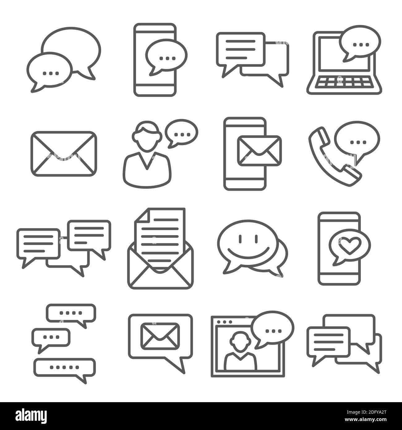 Message line icons set on white background Stock Vector Image & Art - Alamy