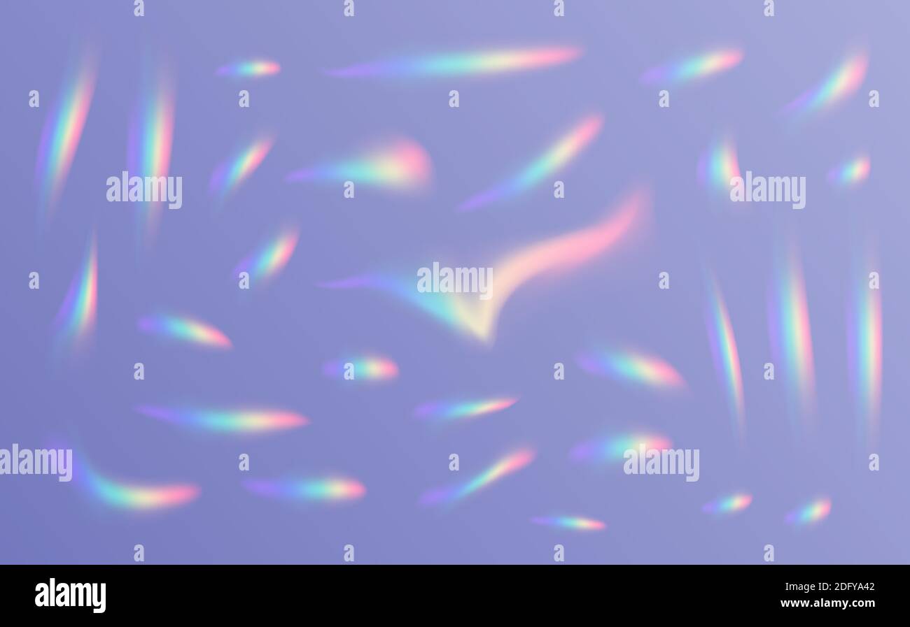 Refractions set in different shapes, rainbow sunlight effect ...