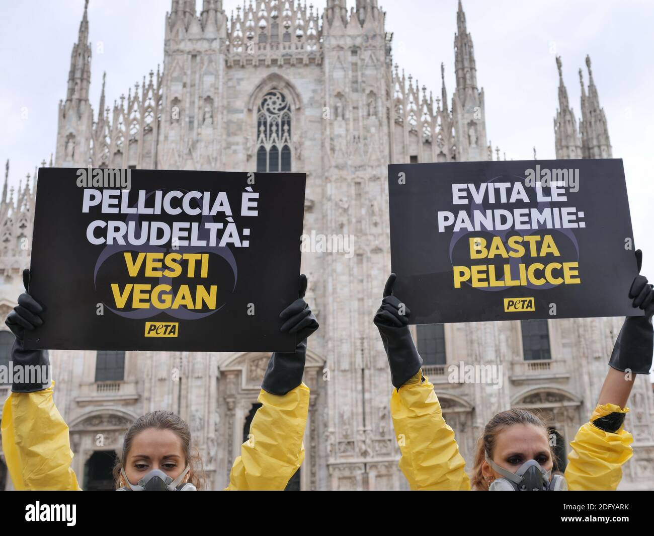 Protest in Piazza Duomo in defense of animals to say no to fur and ...