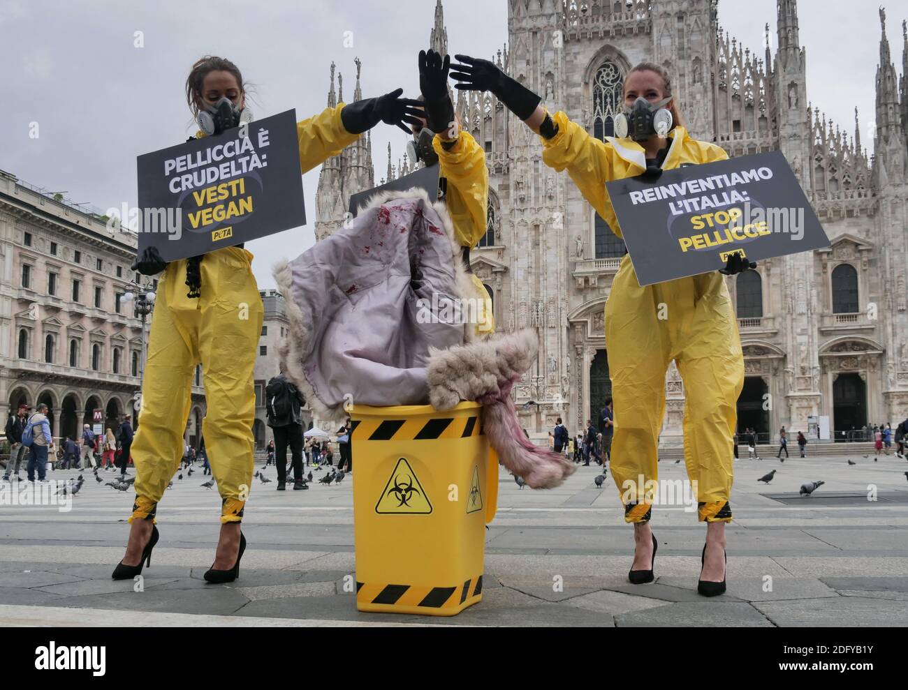 Protest in Piazza Duomo in defense of animals to say no to fur and ...