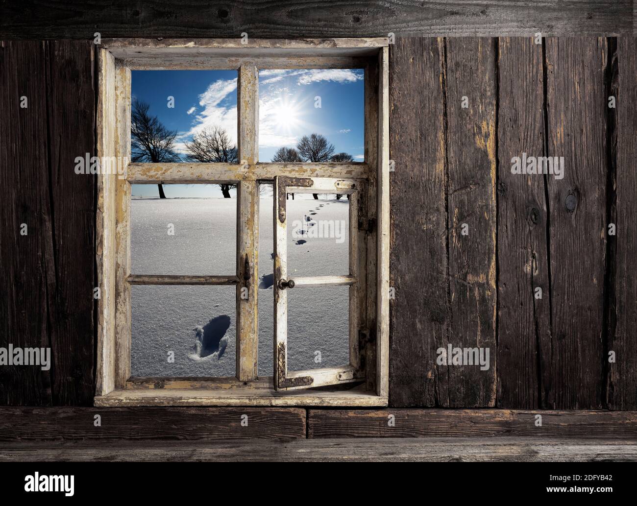 rustic farmhouse parlor with a view from the window Stock Photo - Alamy