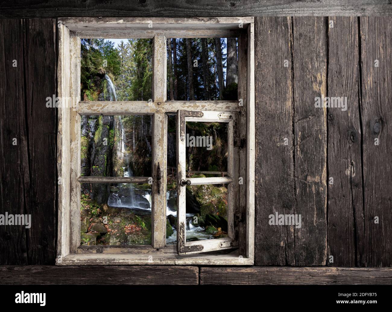 rustic farmhouse parlor with a view from the window Stock Photo - Alamy