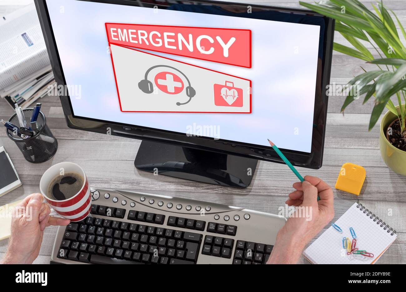 Emergency concept on a computer screen Stock Photo - Alamy