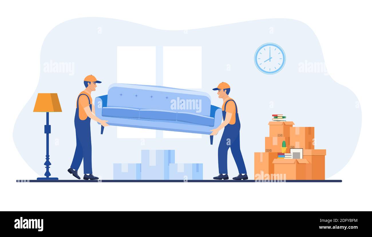 Happy moving sofa Stock Vector Images - Alamy