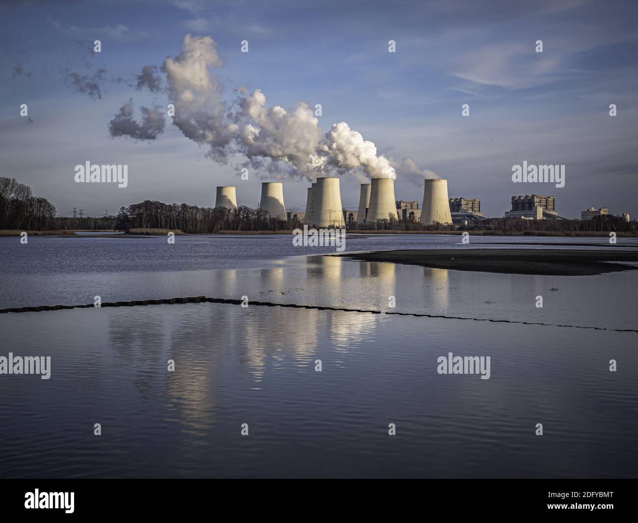 View Over The Water To The Brown Coal Power Plant Jaenschwalde Stock
