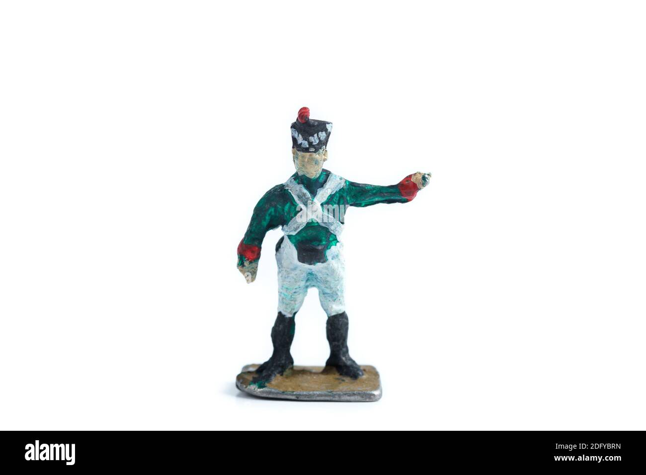 Photo of vintage metal soldier on the white background Stock Photo - Alamy