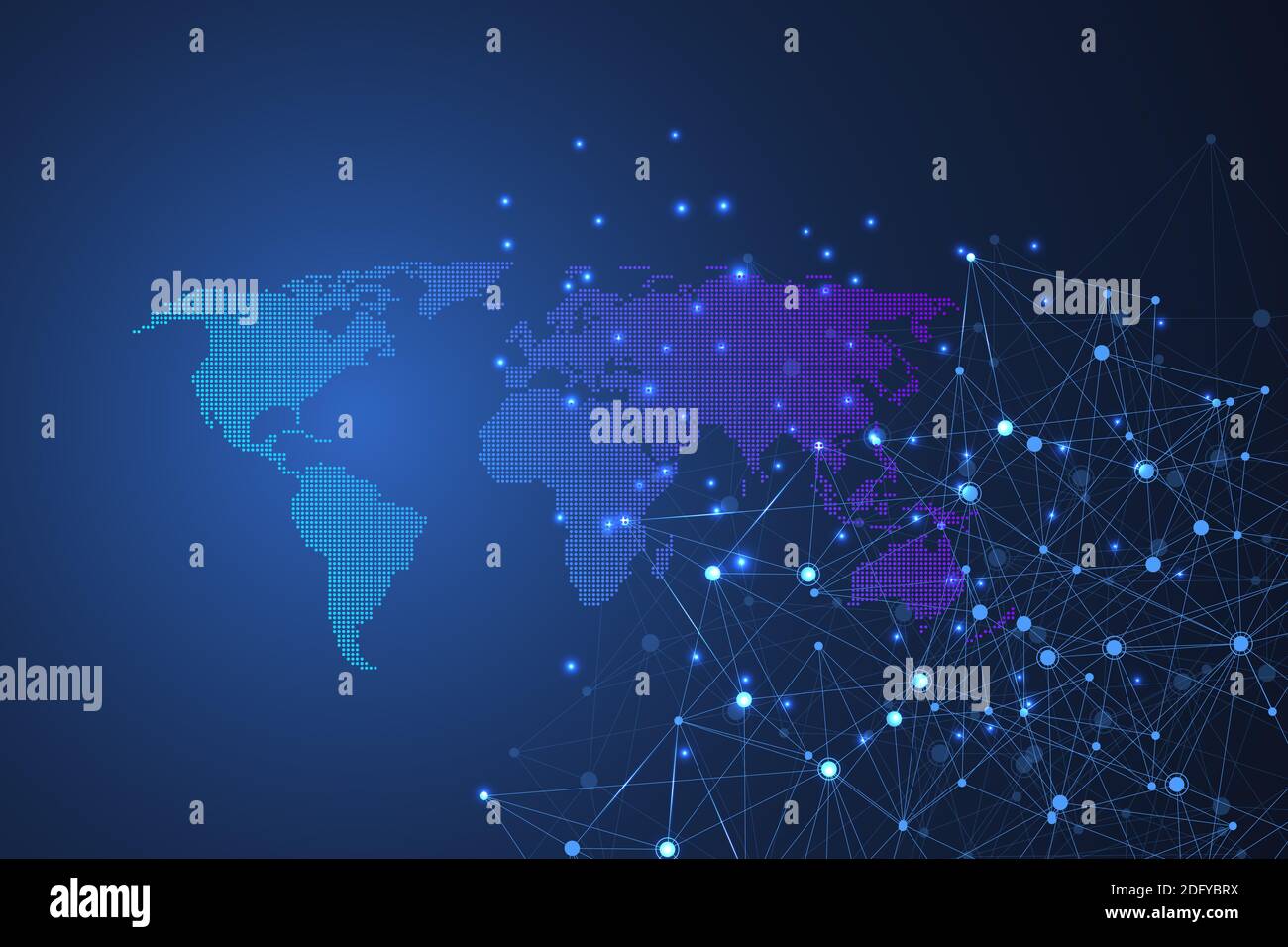 Global network connections with points and lines. Wireframe background ...