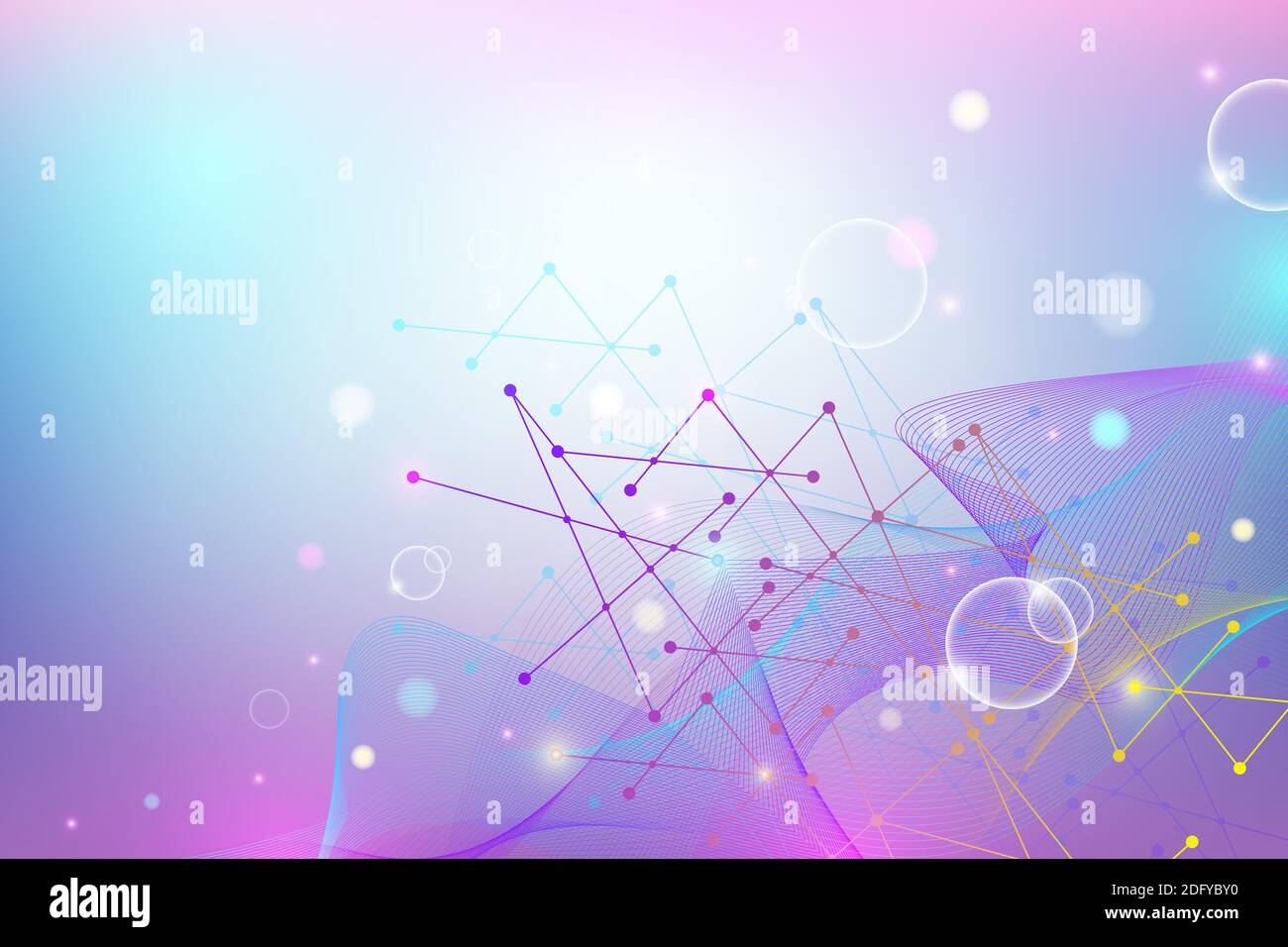 Abstract plexus background with connected lines and dots. Wave flow. Plexus geometric effect Big ...
