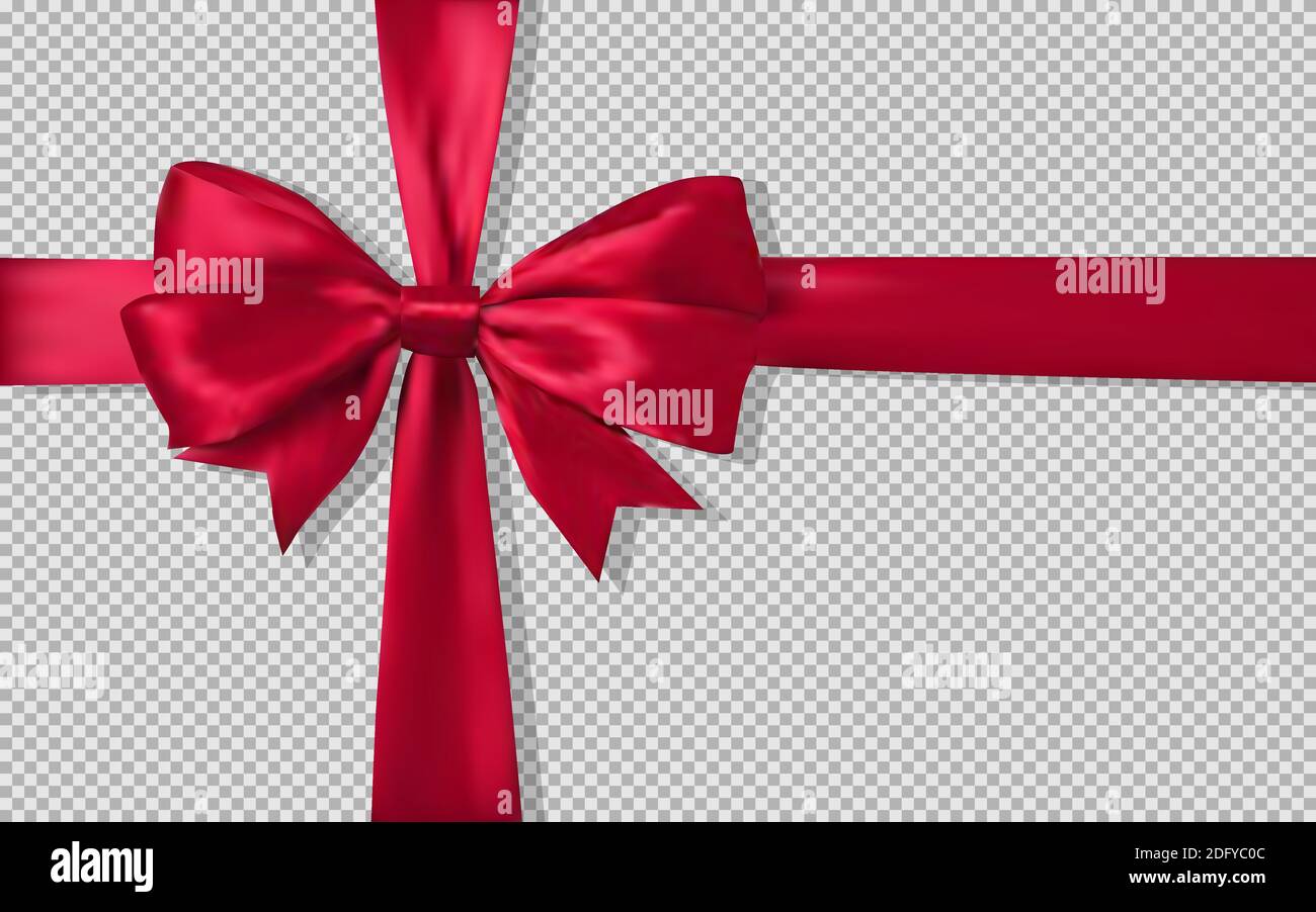 Realistic Red Gift Bow on a transparent background. Isolated vector ...