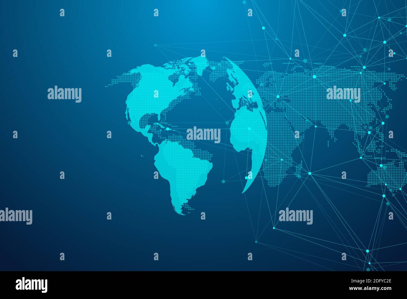 Global network connections with points and lines. Wireframe background ...