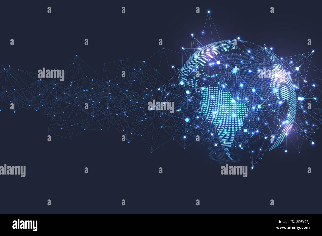 Global network connections with points and lines. Wireframe background ...