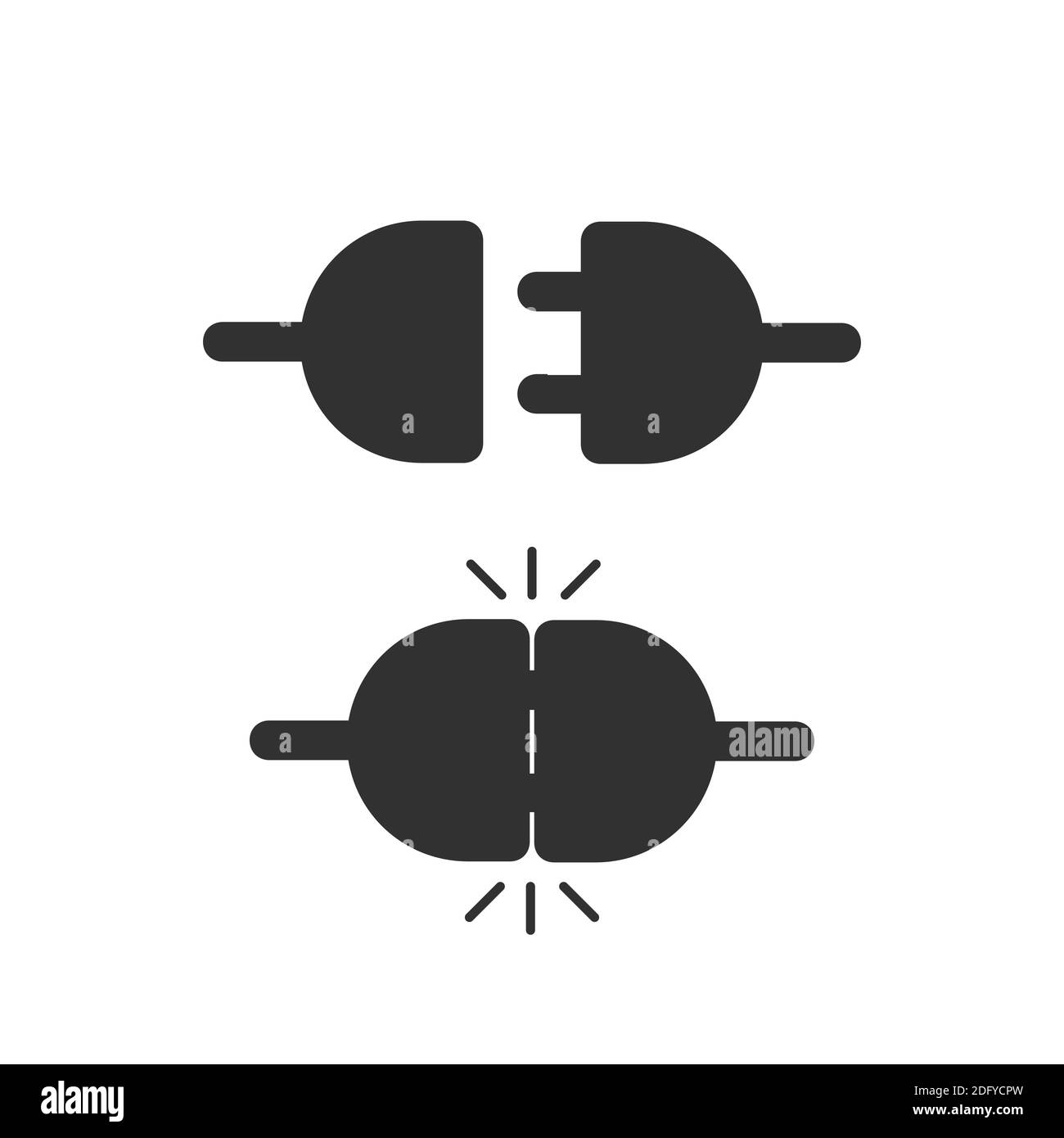 Electric plug unpluged and pluged in with click effect. Stock vector ...