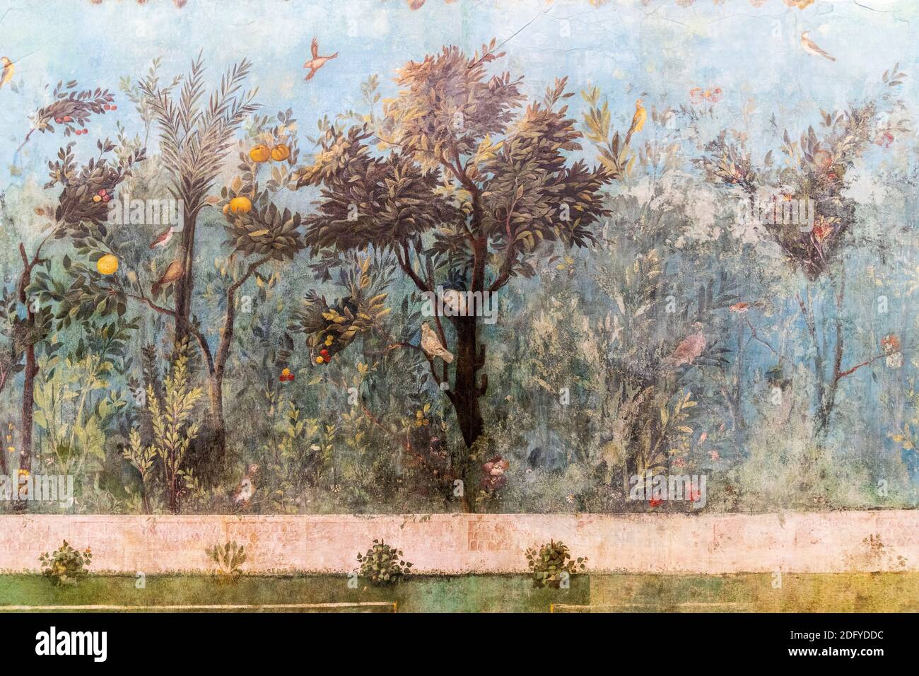 Roman art. The garden painting from Livia's Villa, showing various ...
