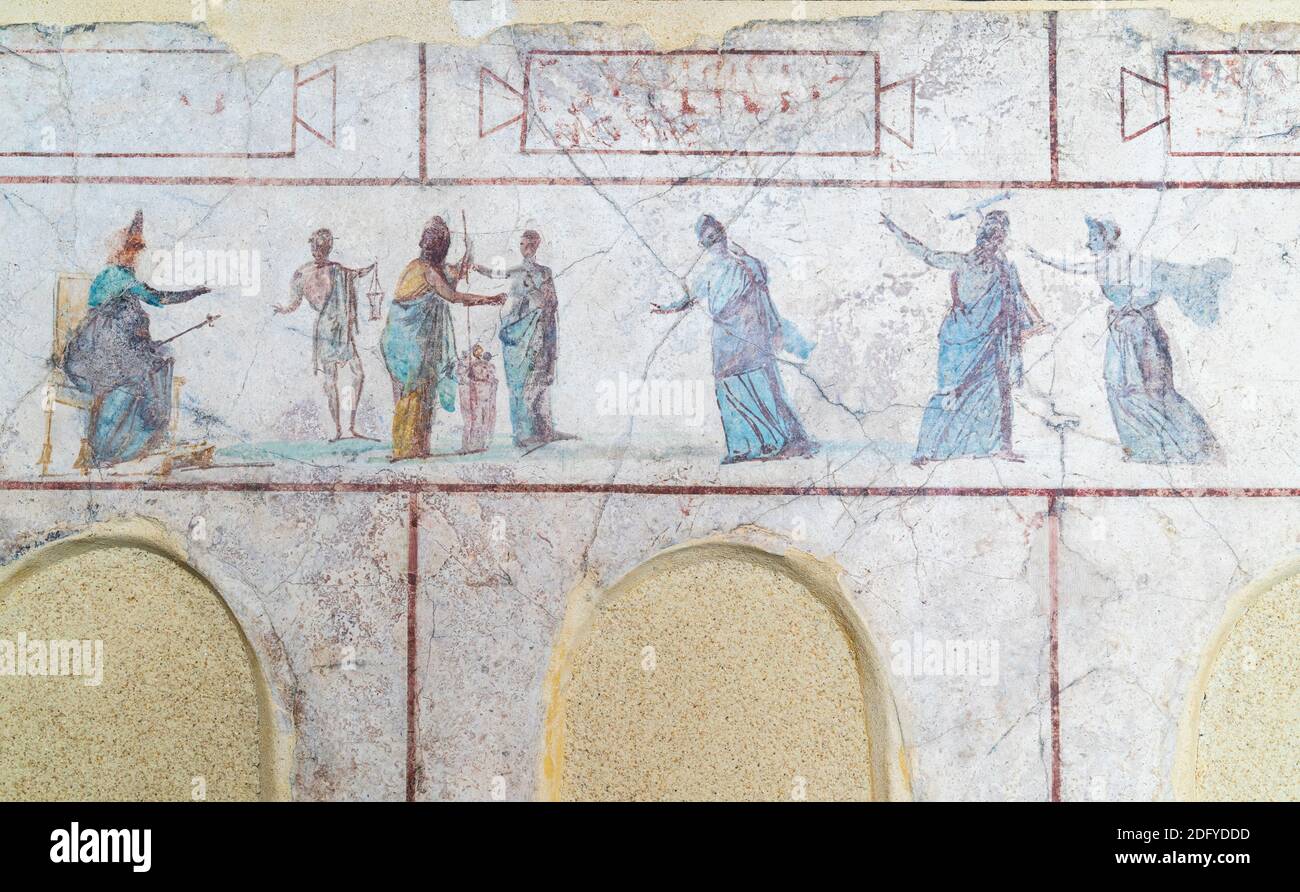 Roman art, painting of mystical scene from the walls of the Villa of ...