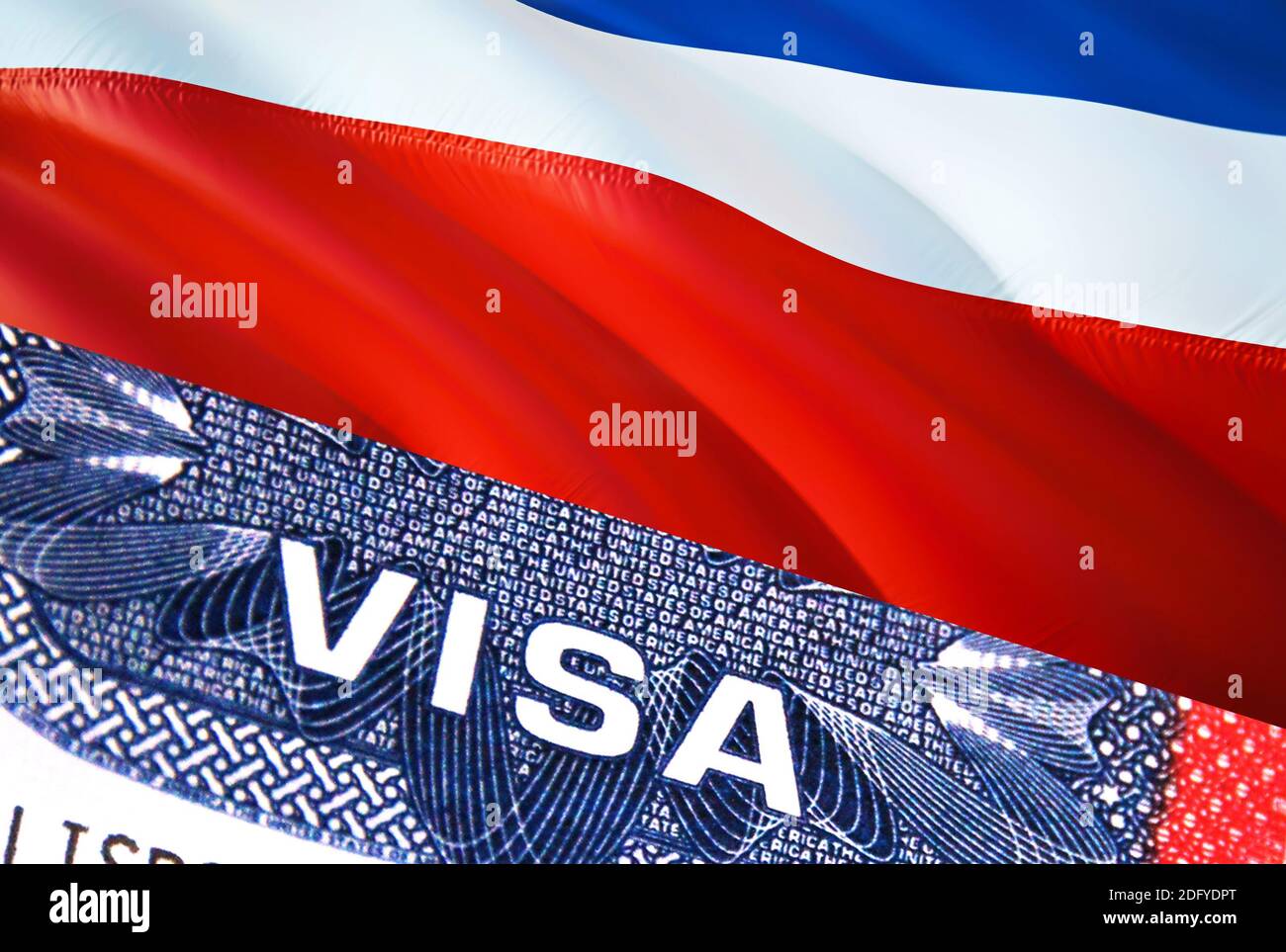 Costa Rica Visa Document, with Costa Rica flag in background. Costa ...