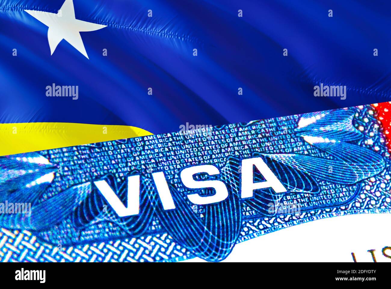Curacao Visa. Travel to Curacao focusing on word VISA, 3D rendering ...