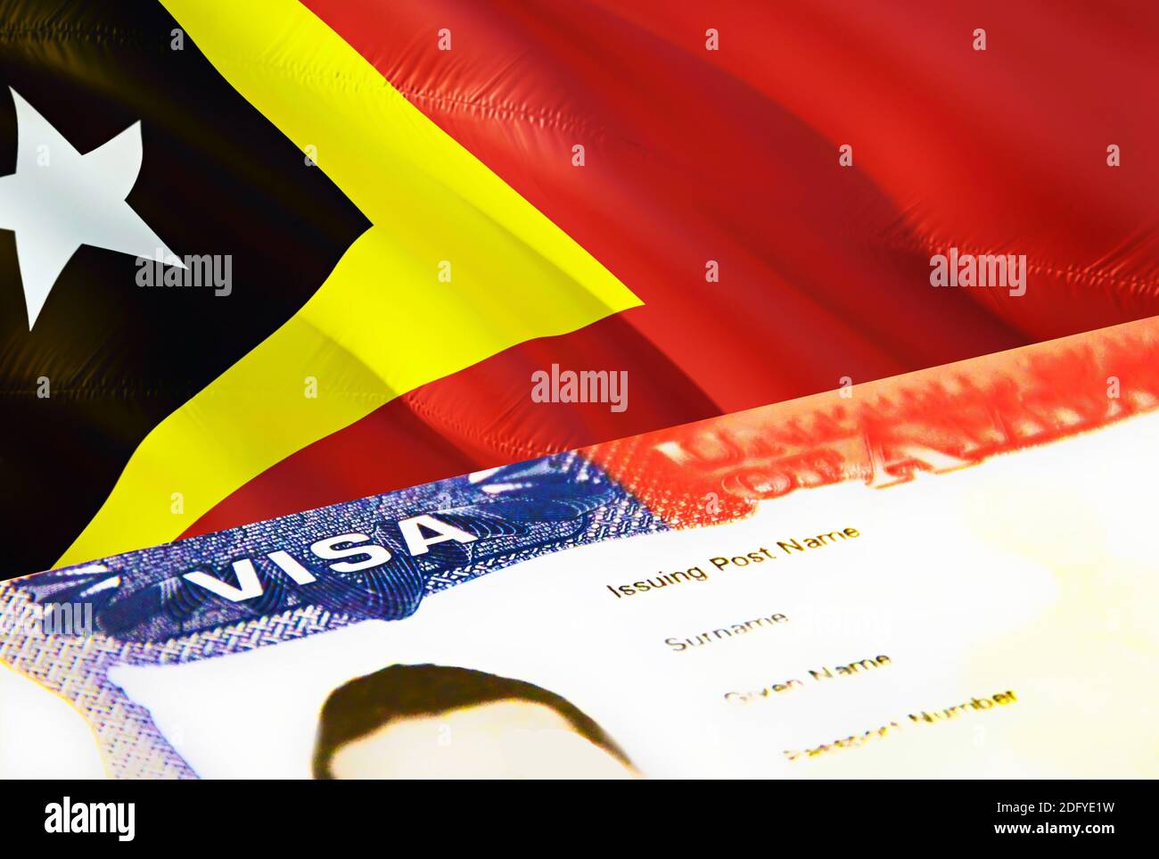 East Timor immigration document close up. Passport visa on East Timor ...