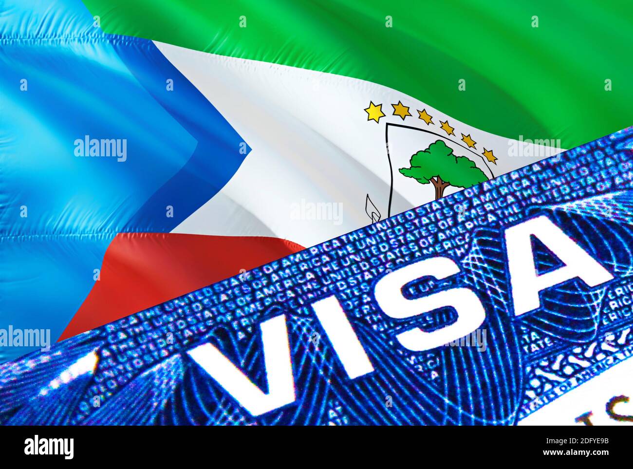 Equatorial Guinea visa document close up. Passport visa on Equatorial ...