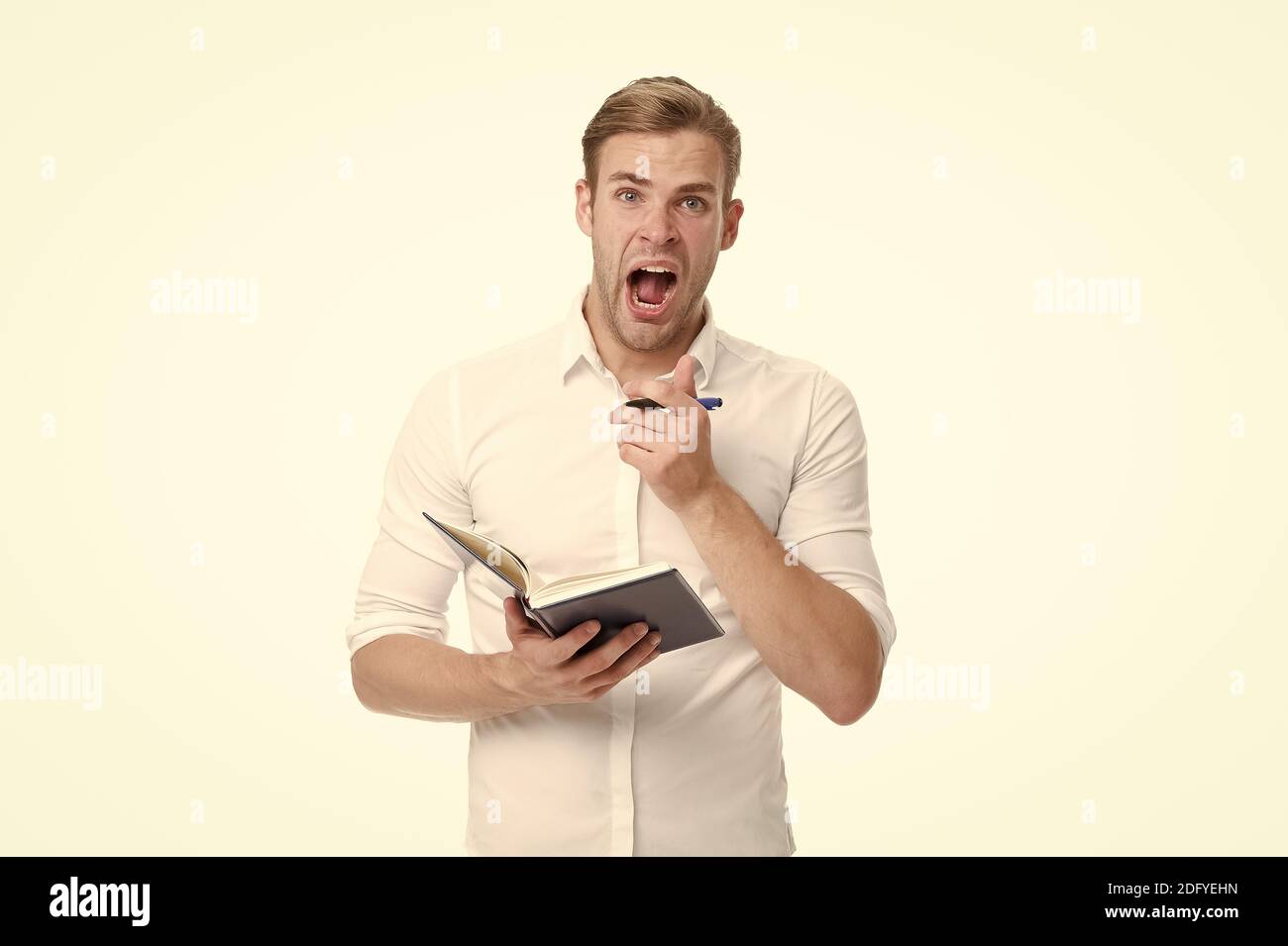 News story. Newspaper reporter isolated on white. Reporter or writer ...