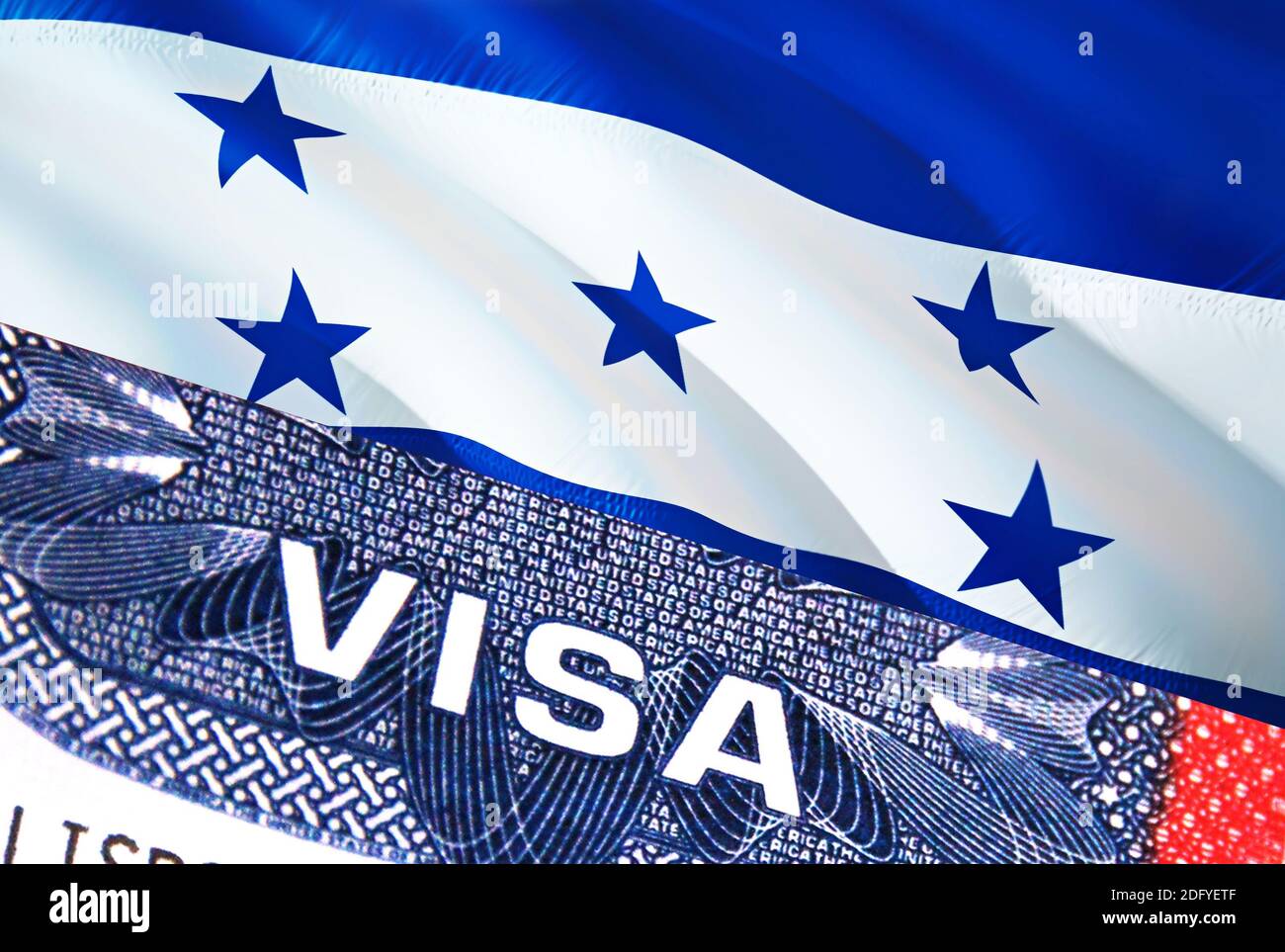 Honduras Visa Document, with Honduras flag in background. Honduras flag ...
