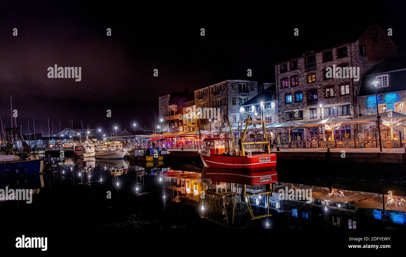 The Barbican at night in Plymouth Stock Photo - Alamy