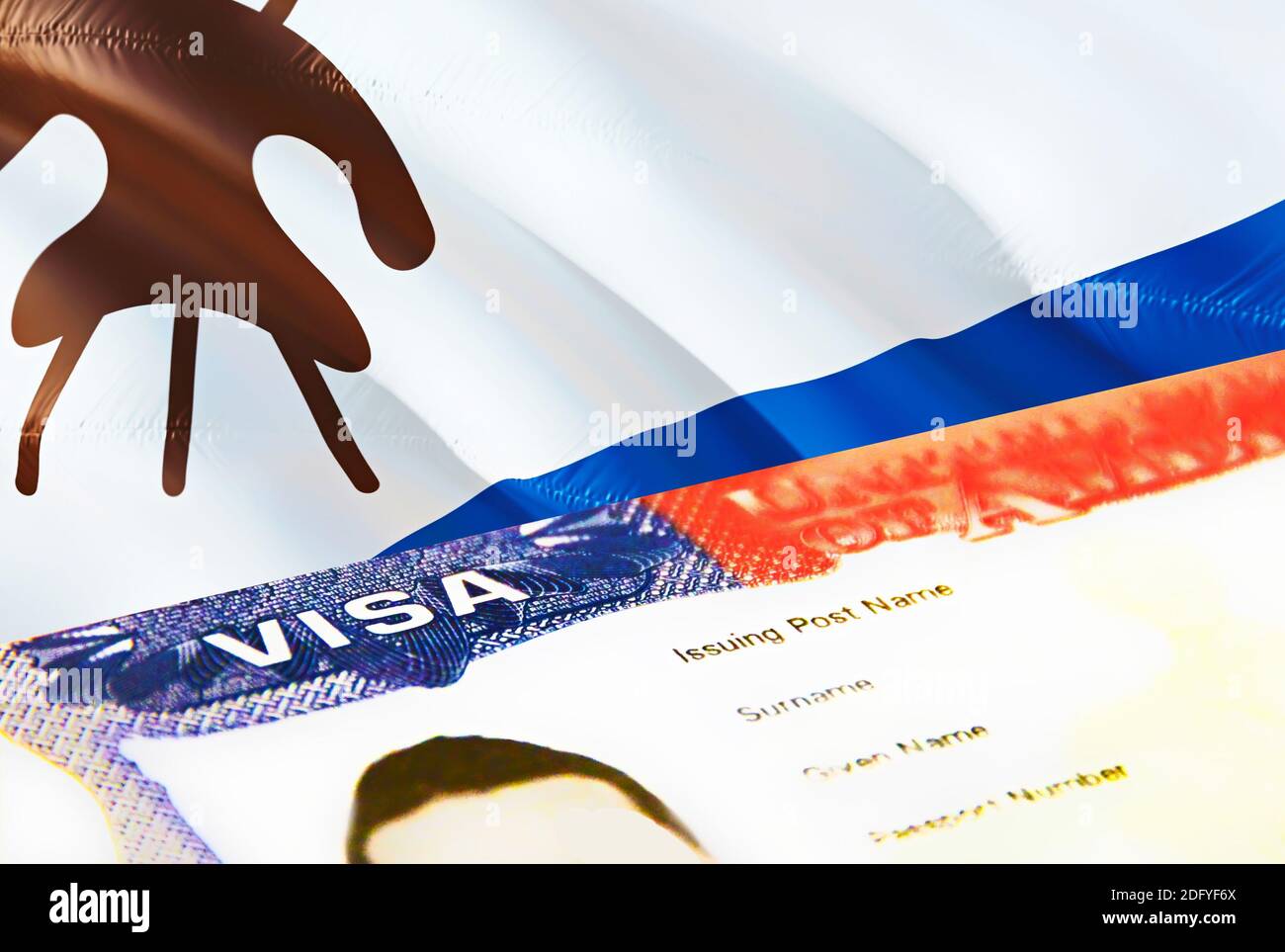 Lesotho immigration document close up. Passport visa on Lesotho flag ...