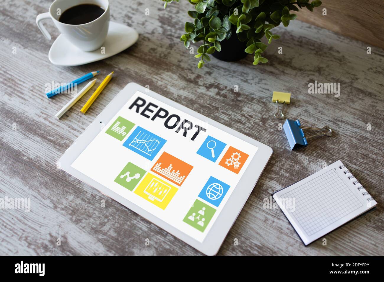 Financial report form on device screen. Business and finance concept ...