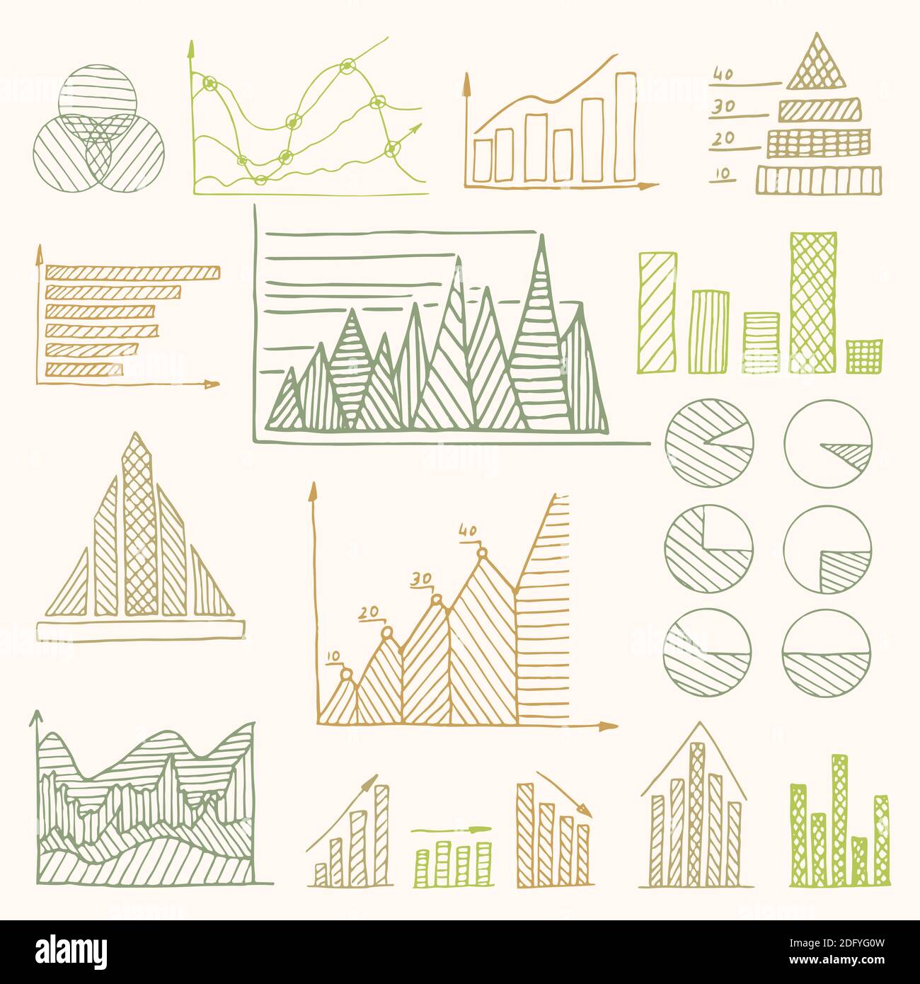 A set of hand drawn Charts Diagram and Graphic For infographic Stock ...