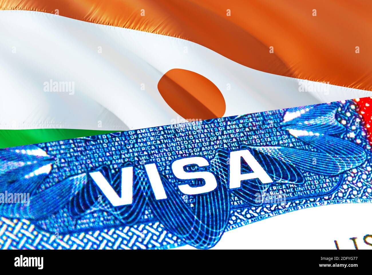 Niger Visa. Travel to Niger focusing on word VISA, 3D rendering. Niger ...