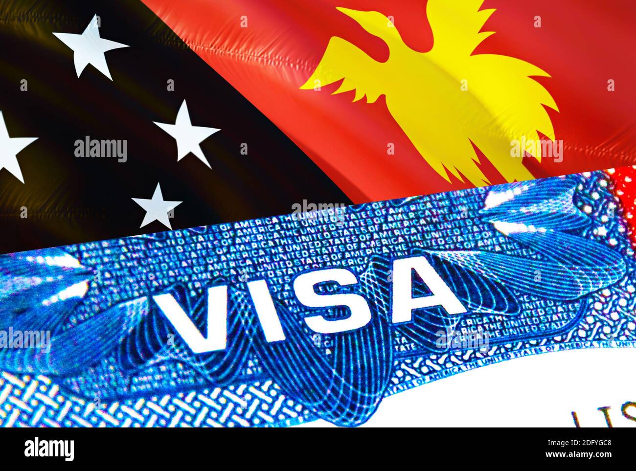 Papua New Guinea Visa. Travel to Papua New Guinea focusing on word VISA ...