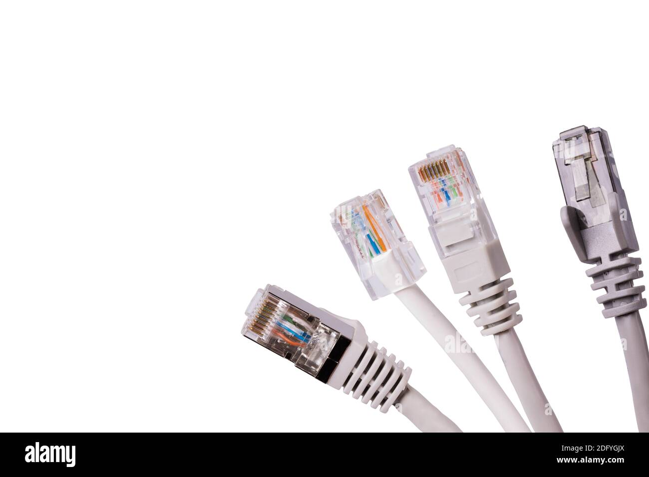 Close up view of cable network connection, internet communication and ...