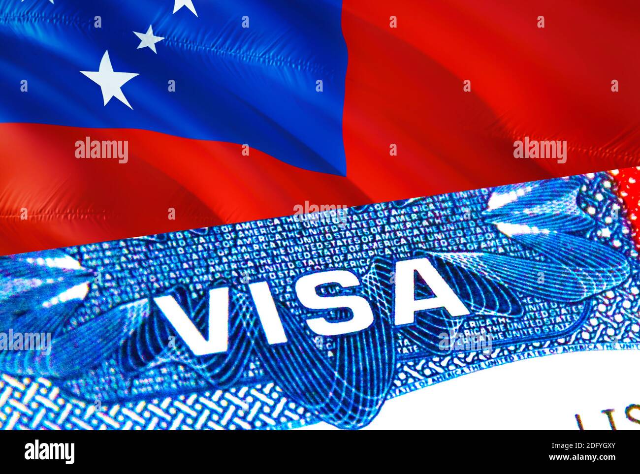 Samoa Visa. Travel to Samoa focusing on word VISA, 3D rendering. Samoa ...
