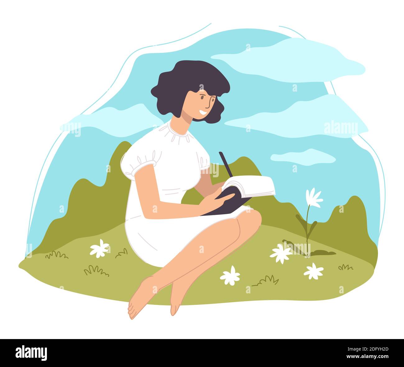 Girl drawing picture in notebook Cut Out Stock Images & Pictures - Alamy