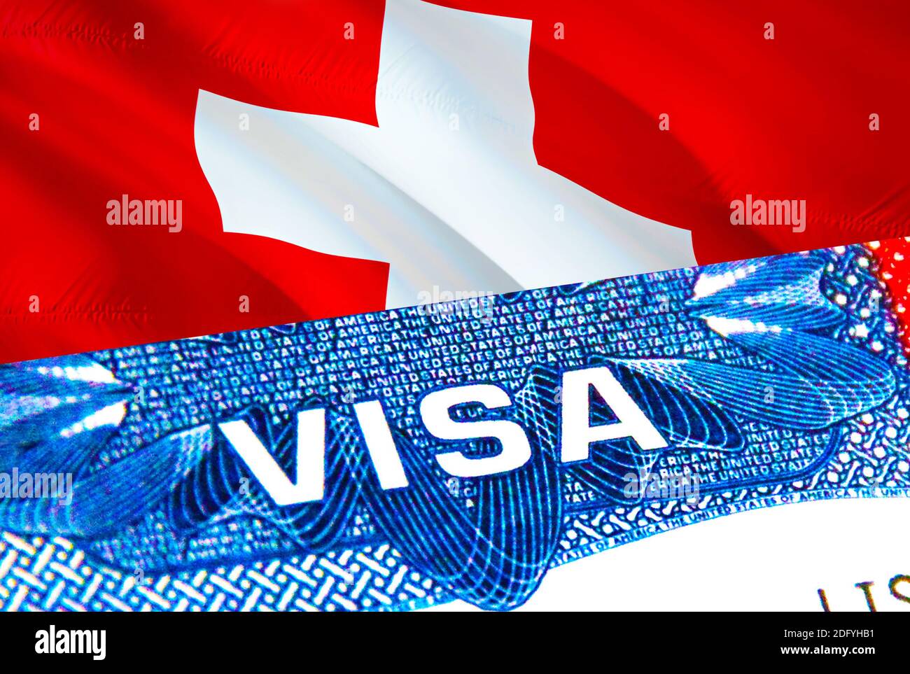 Switzerland Visa. Travel to Switzerland focusing on word VISA, 3D ...
