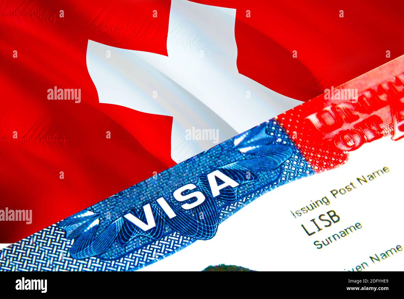 Switzerland immigration visa. Closeup Visa to Switzerland focusing on ...