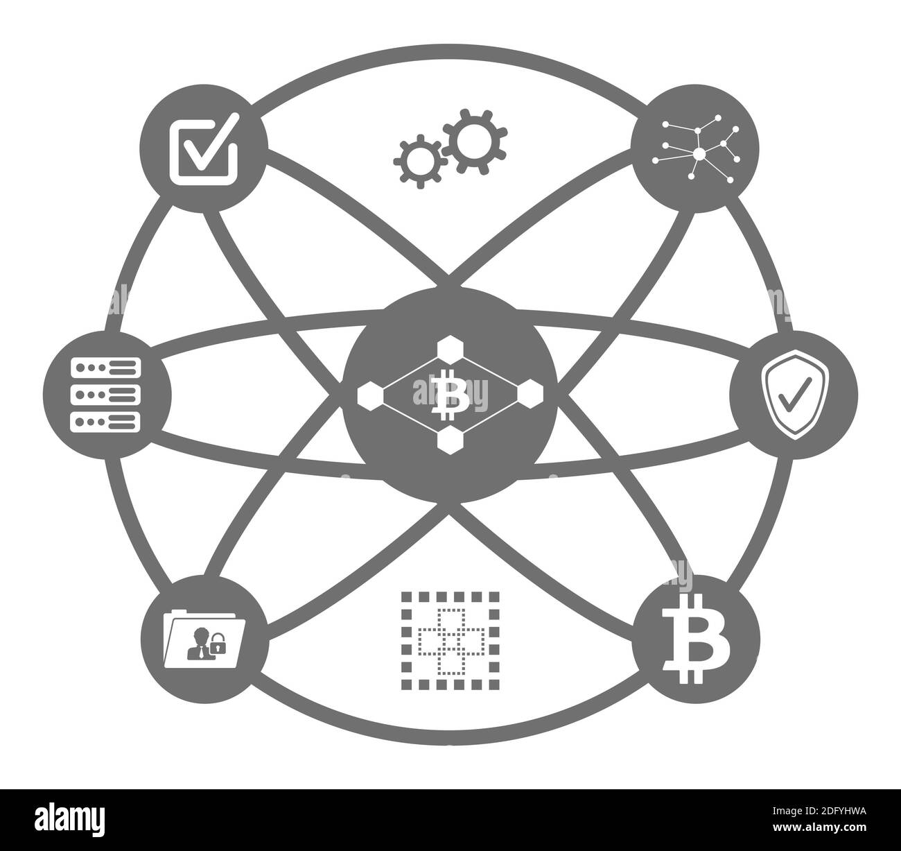 Concept of blockchain technology with connected icons Stock Photo - Alamy
